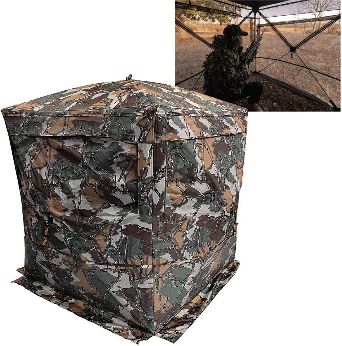 Rhino Blind 180 See Through Blind Predator Camo | Midwest Archery