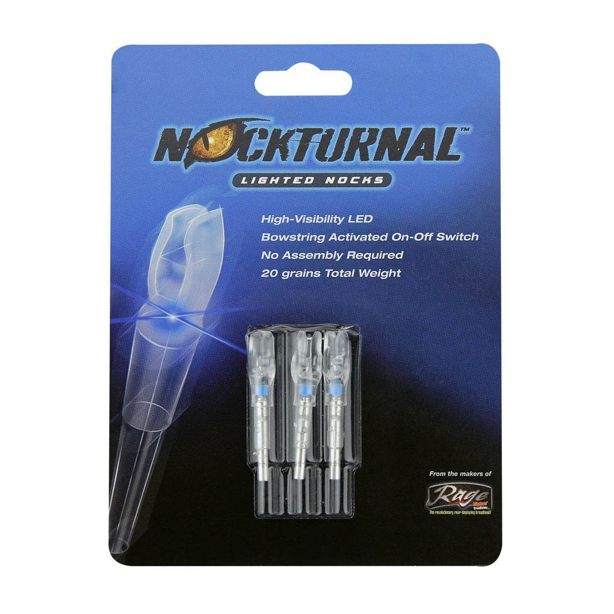 NockTurnal Lighted Nock Blue G Nock 3 pk. | Midwest Archery